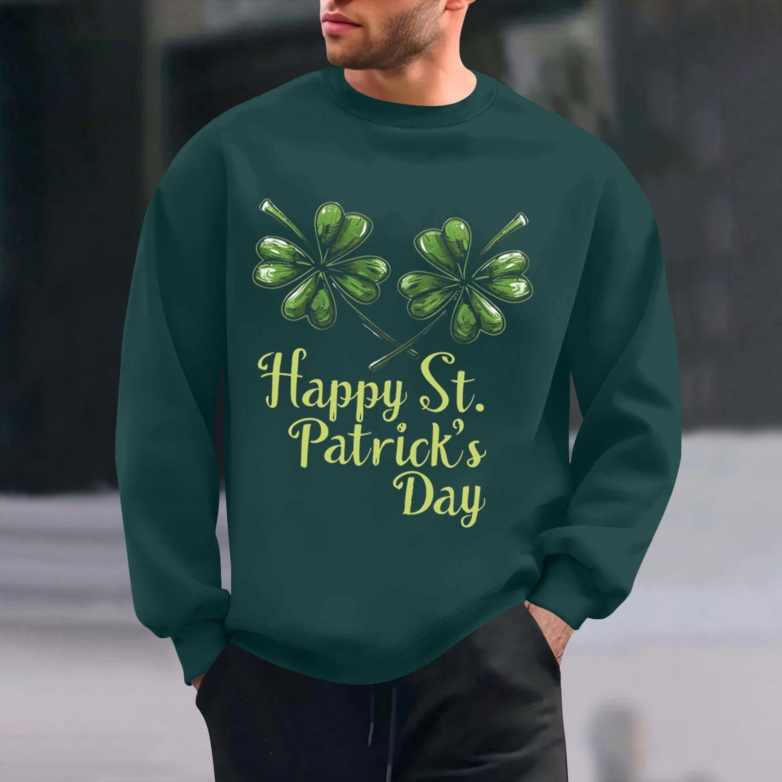Aueoeo 2025 St. Patrick's Day Shirt For Men Casual Long Sleeve Crew Neck Sweatshirt Soft ...