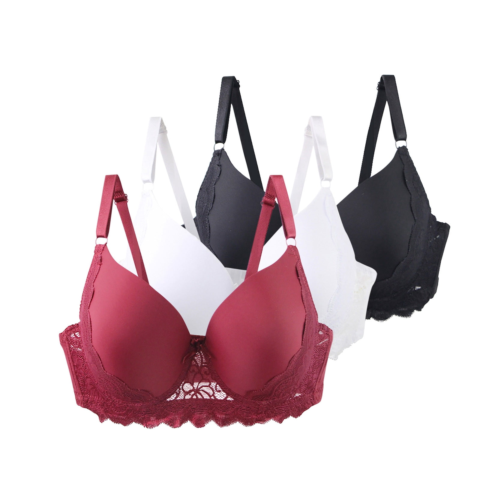 Aueoeo 3 Pcs Lace Bralette for Women V Neck Camisole Bandeau Bra With ...