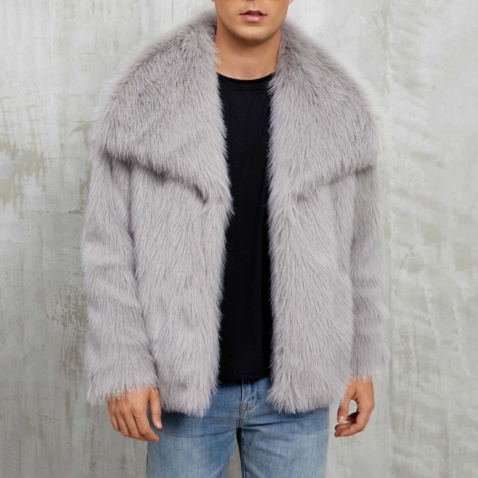 Aueoeo Boys Jackets Cycling Jacket Mens Warm Faux Furry Coat Jacket Winter Turn Down Collar ...