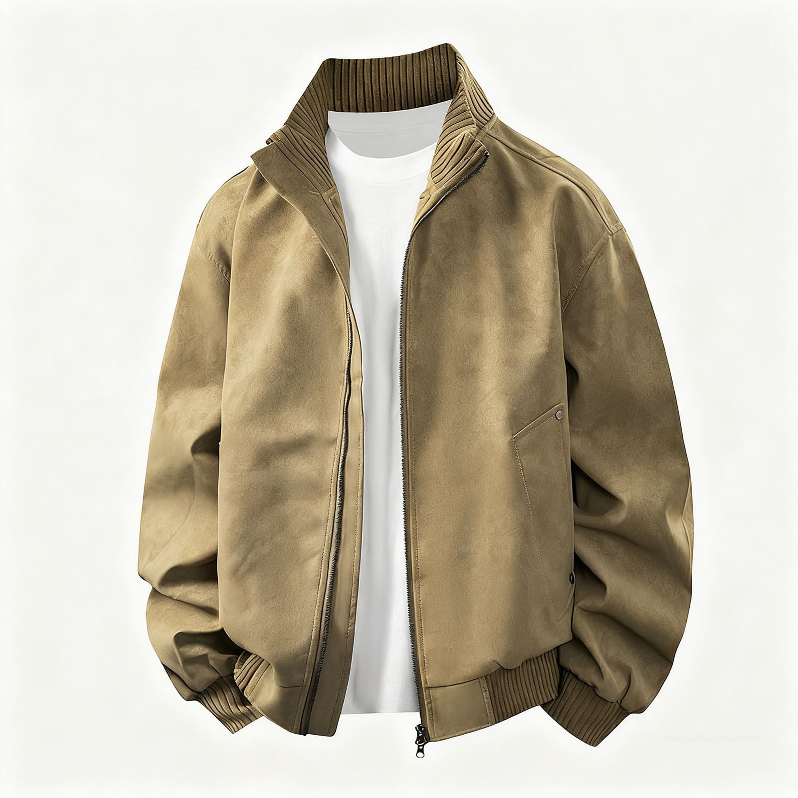 Aueoeo Boys Winter Jacket Cute Jackets Men's Fashionable Leather Solid Color Zipper Pocket Long ...