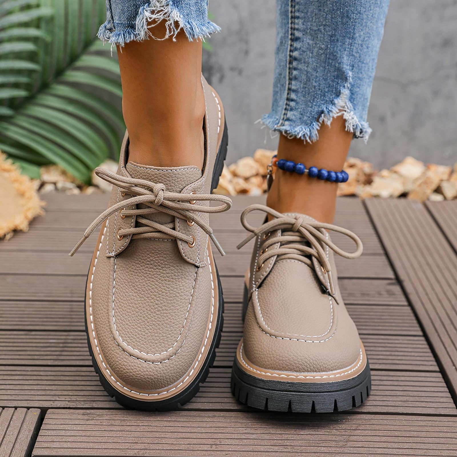Aueoeo Casual Shoes Women's Fashion Casual Frosted Round Head Thick ...