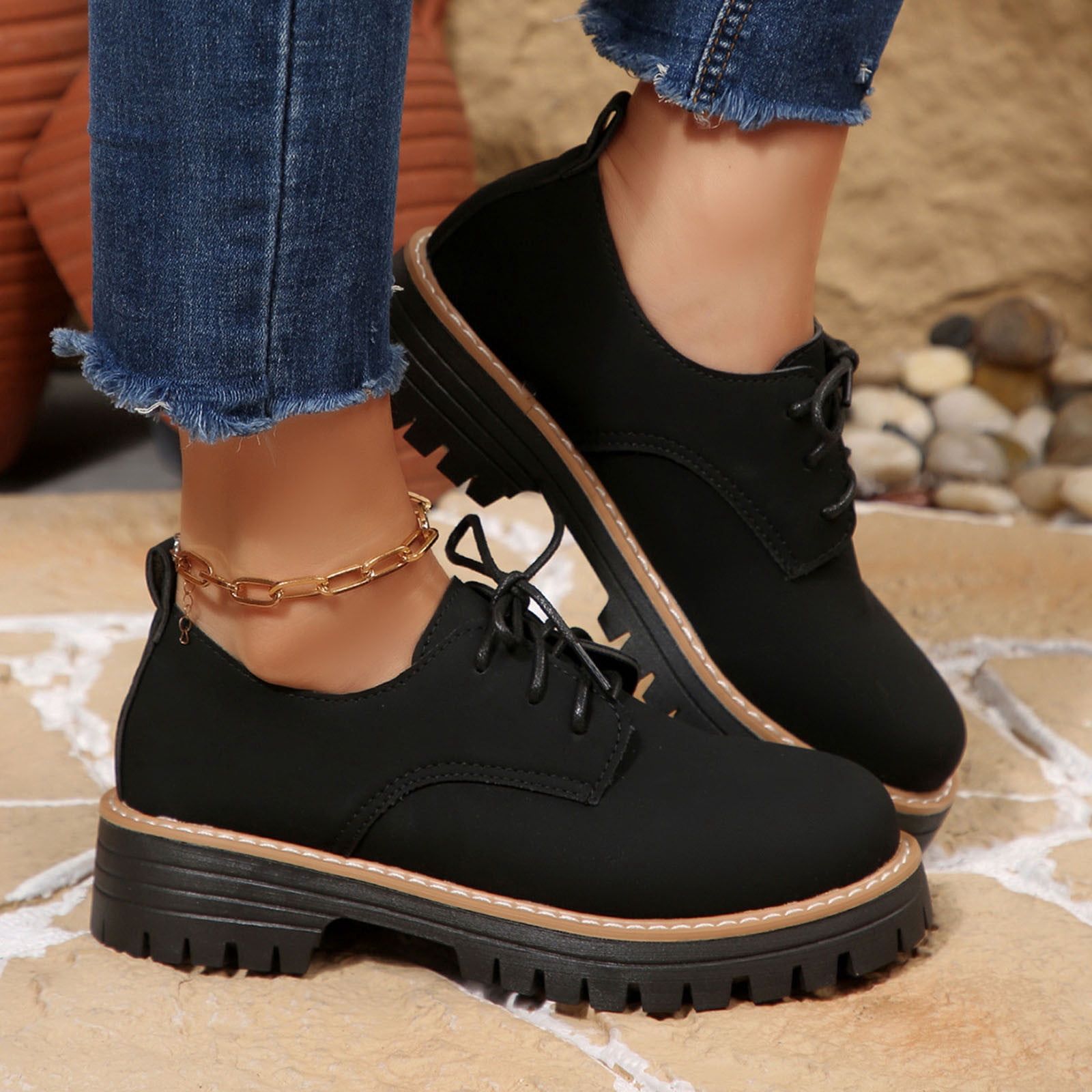 Aueoeo Closed Toe Shoes For Women Women Fashionable And Casual Heel ...