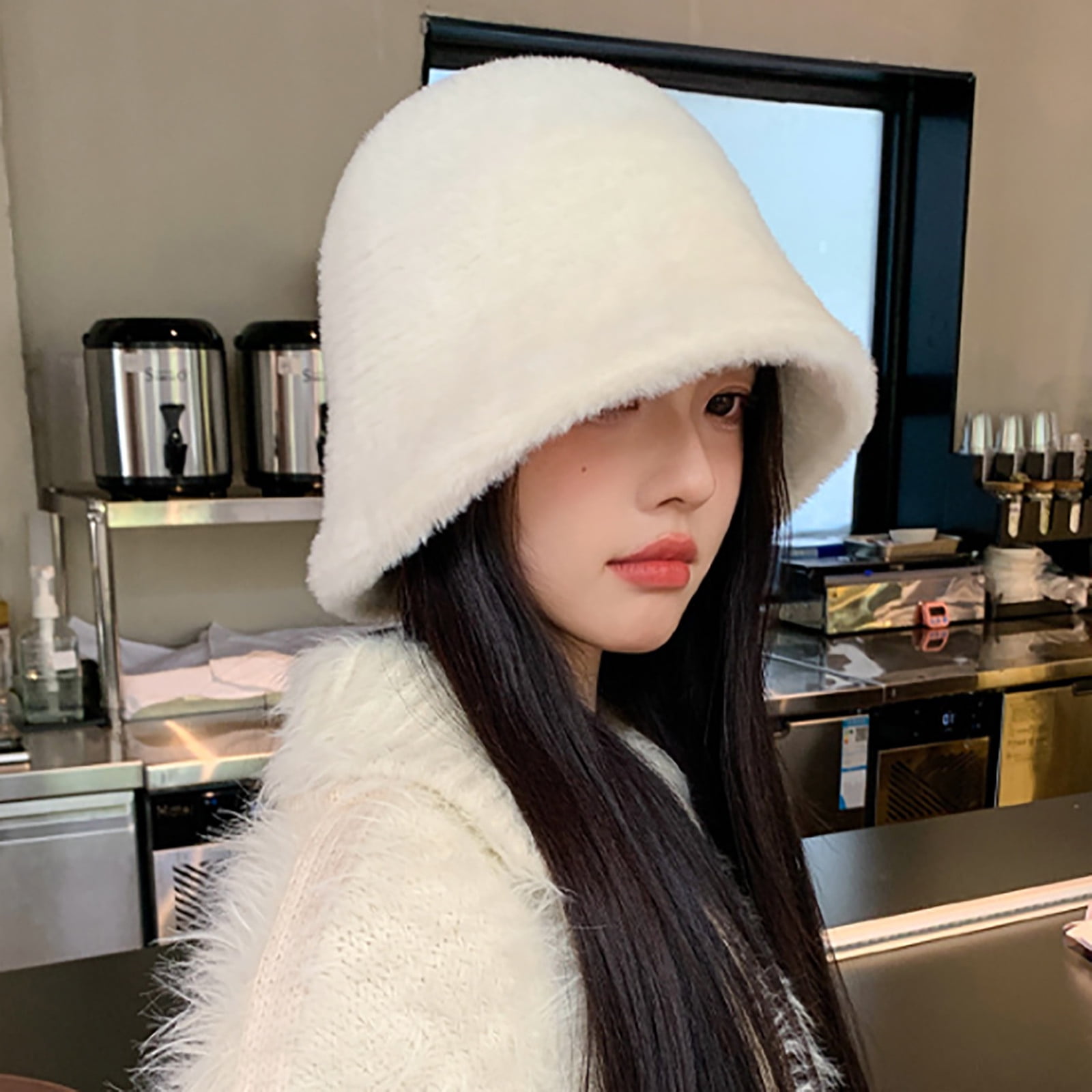 Aueoeo Comfortable Hats for Trendy Women'S Winter Fuzzy Bucket Hat ...