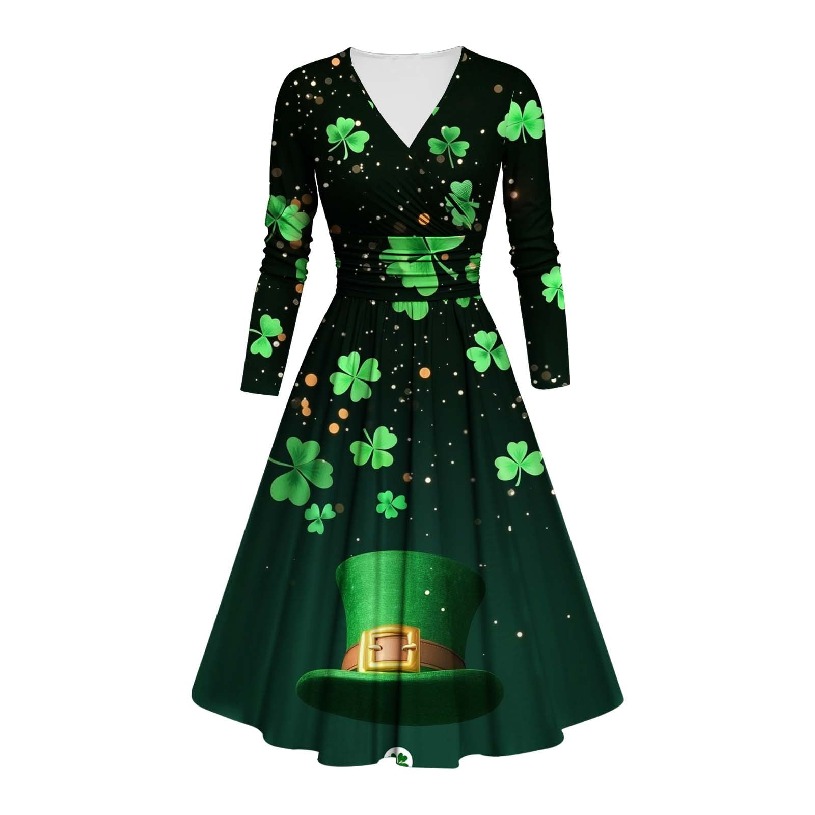 Aueoeo Dresses Dresses for Women Ladies' Printed Style Long Sleeved V ...