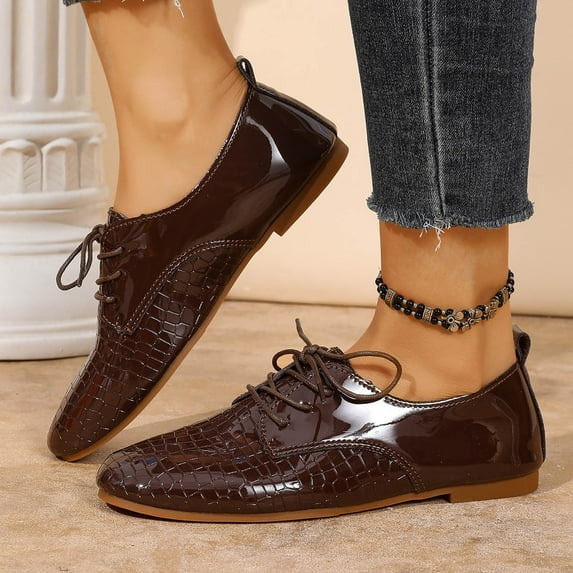 Aueoeo Elegant Lace Up Shoes For Women Faux Leather Business Office ...