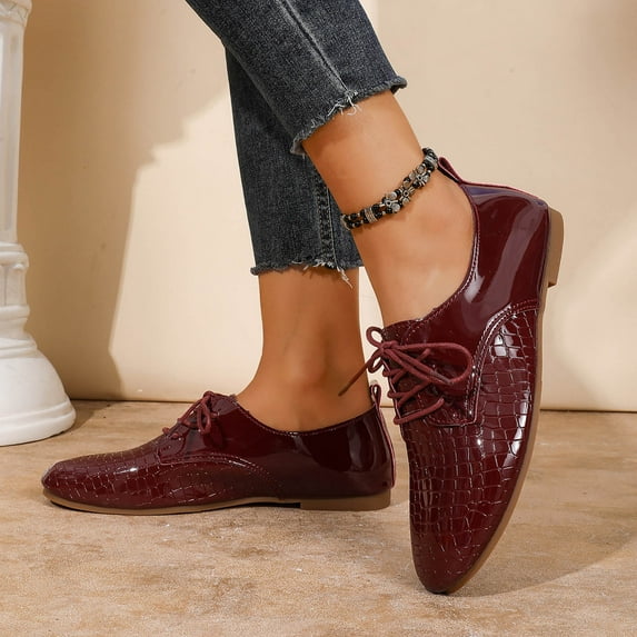 Aueoeo Elegant Lace Up Shoes For Women Faux Leather Business Office ...