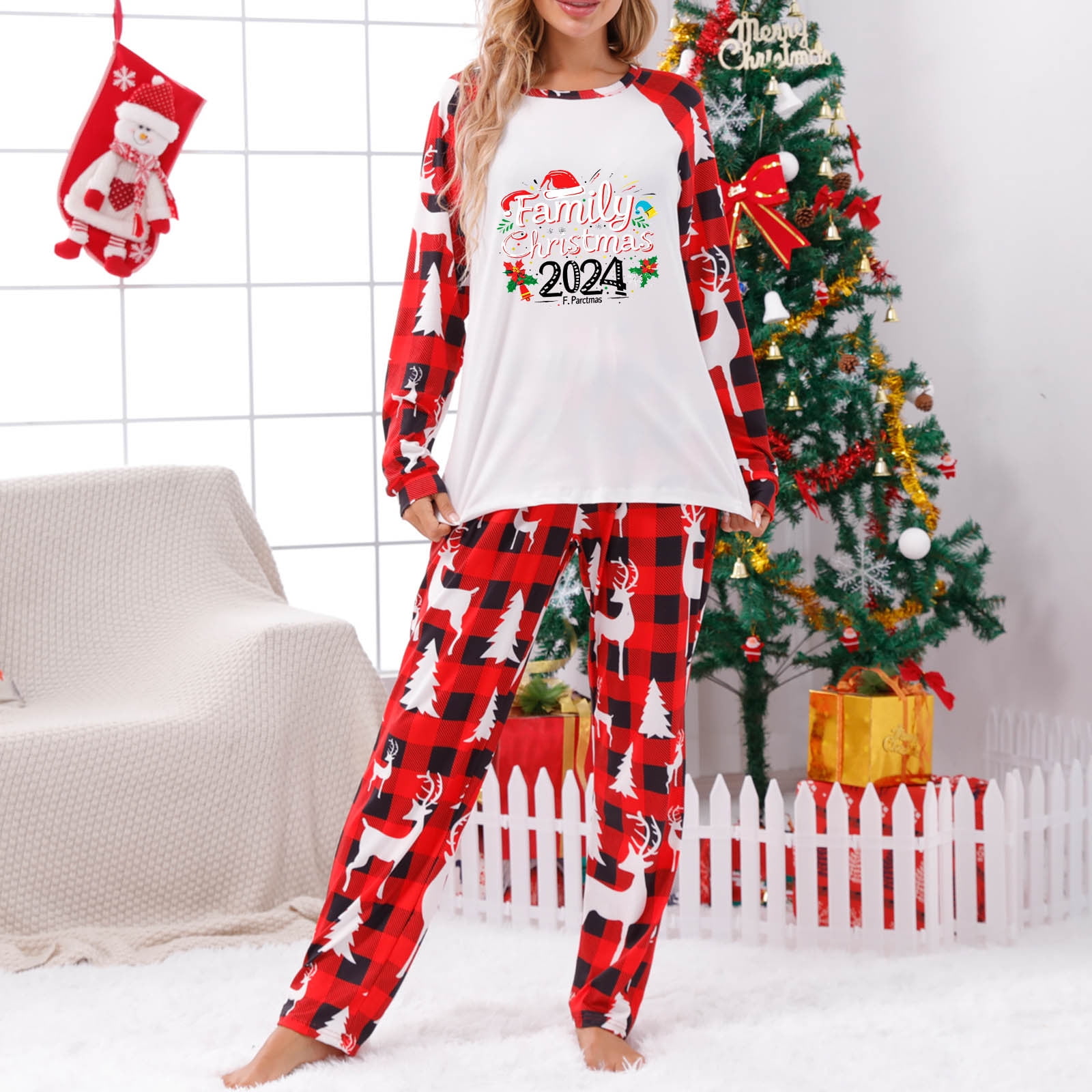 Aueoeo Family Matching Christmas Pjs Christmas Boys Girls Holiday ...