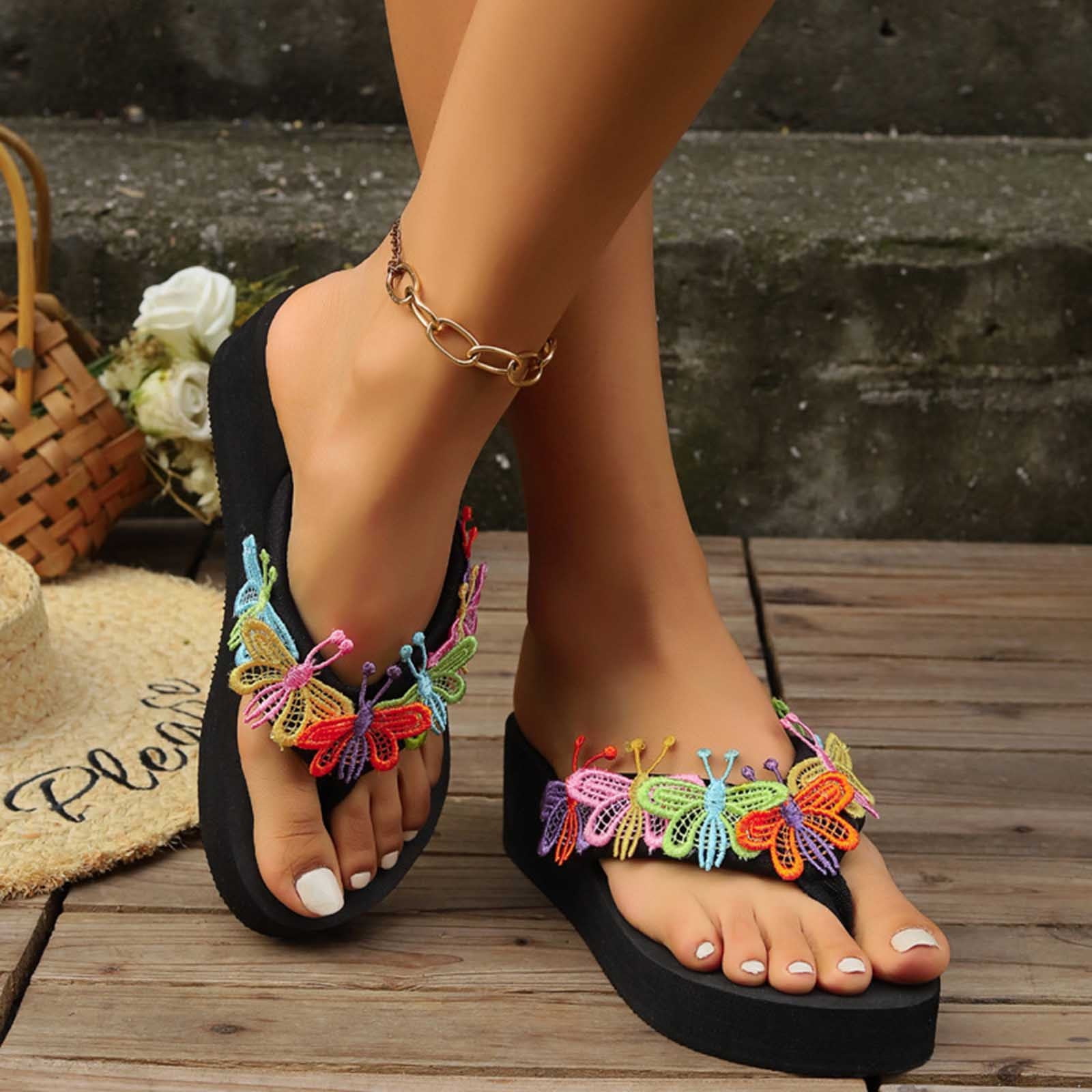 Aueoeo Flat Sandals Flip Flops For Women Clip Toe Slipper Fashion Strap ...