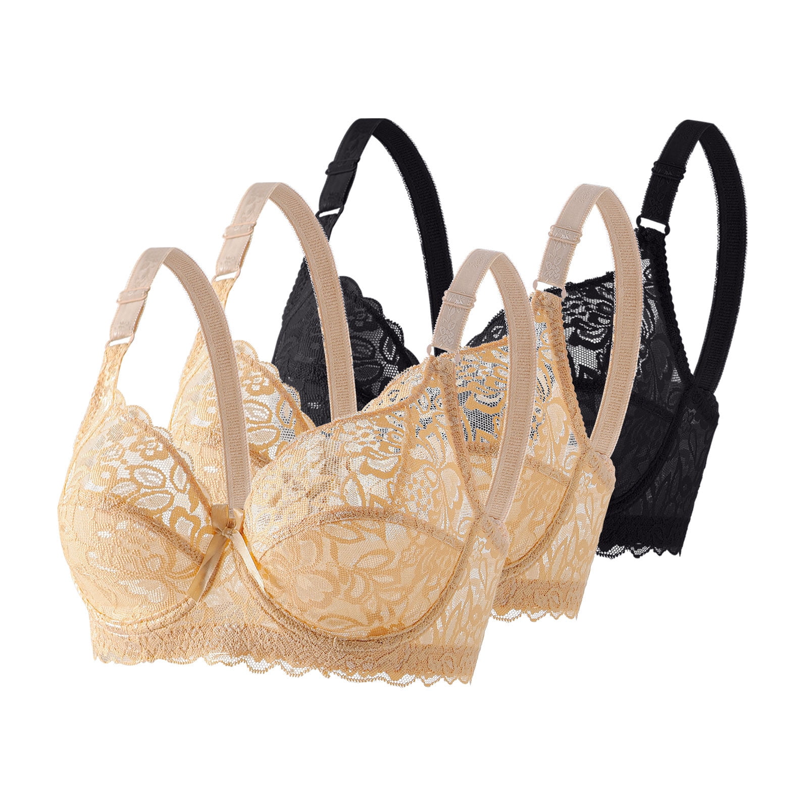 Aueoeo Floral Lace Push Up Bra For Comfortable Wide Strap Bras Support ...