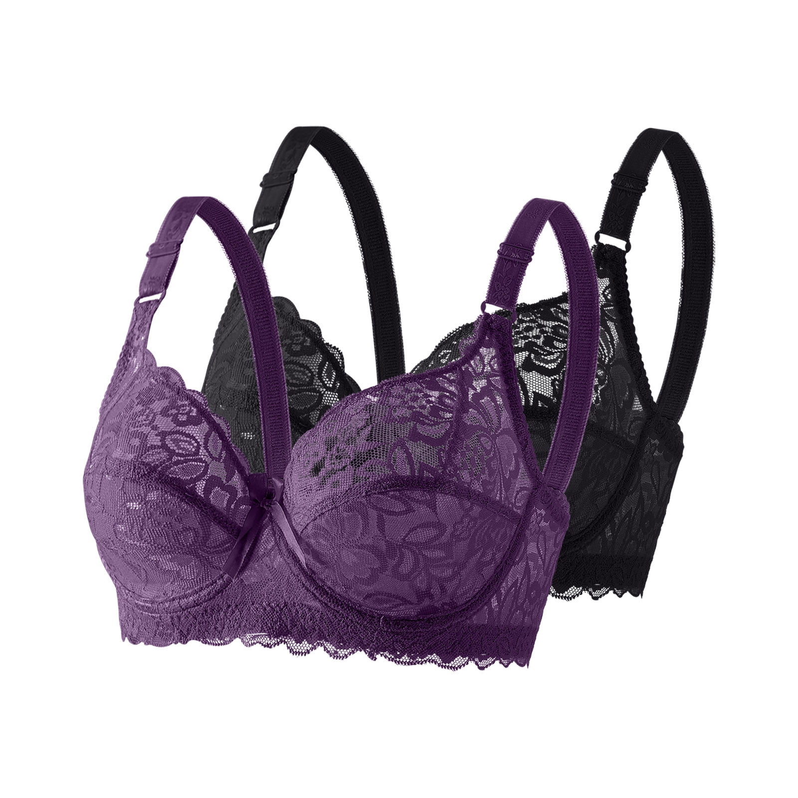 Aueoeo Flower Lace Bras For Womens Soft Padded Seamless Bralettes ...