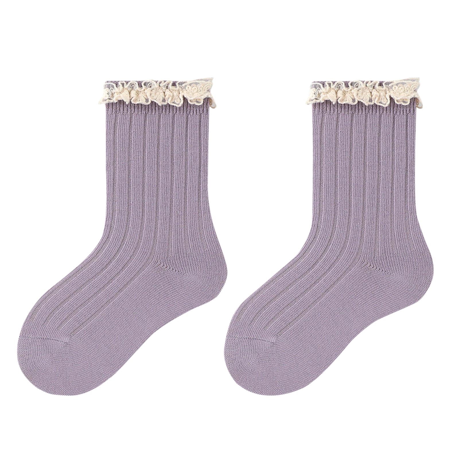 Aueoeo Girls Ruffle Socks for Girls Lace Socks Cute Frilly Toddler ...