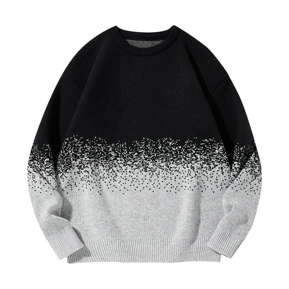 Aueoeo Gradient Color Sweater For Mens Oversized Long Sleeve Crew Neck ...
