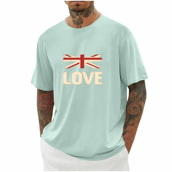 Aueoeo Graphic Printed Tshirts for Men Crewneck Short Sleeve Loose Top ...