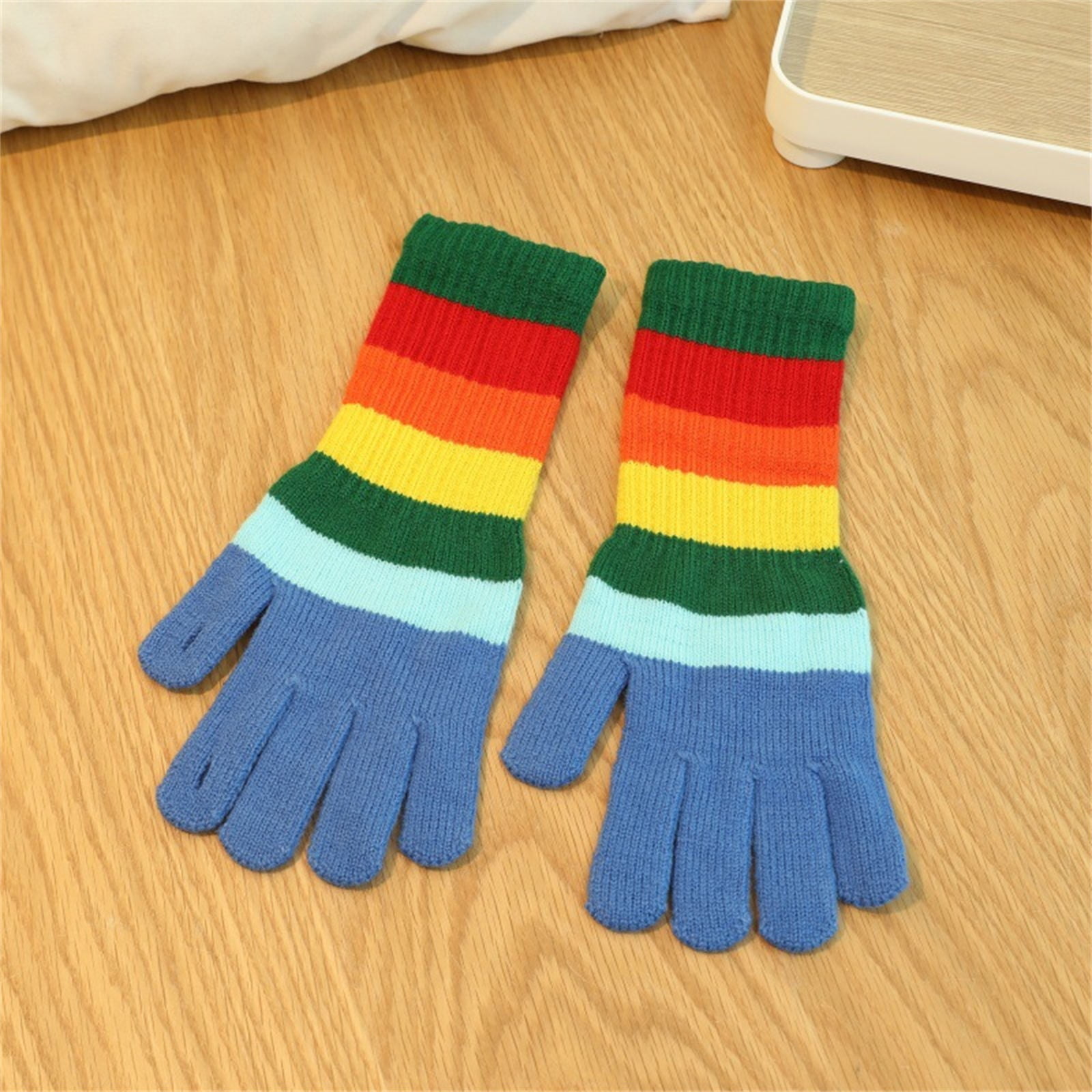 Aueoeo Hand Warming Gloves Driving Gloves Womens Colorblock Striped ...