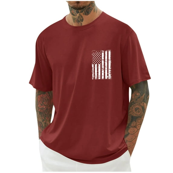 Aueoeo Independence Day Shirt Mens Casual Short Sleeve Crewneck Muscle ...