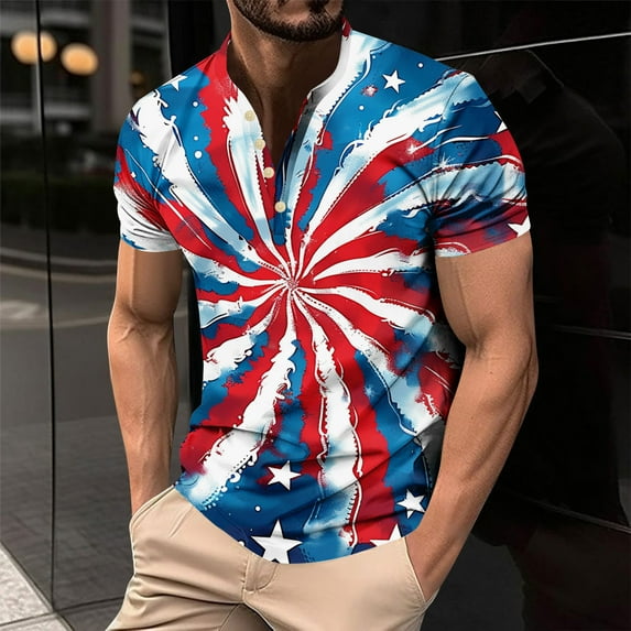 Aueoeo Independence Day Tees For Mens Trendy Fashion Classic Fitted Top ...