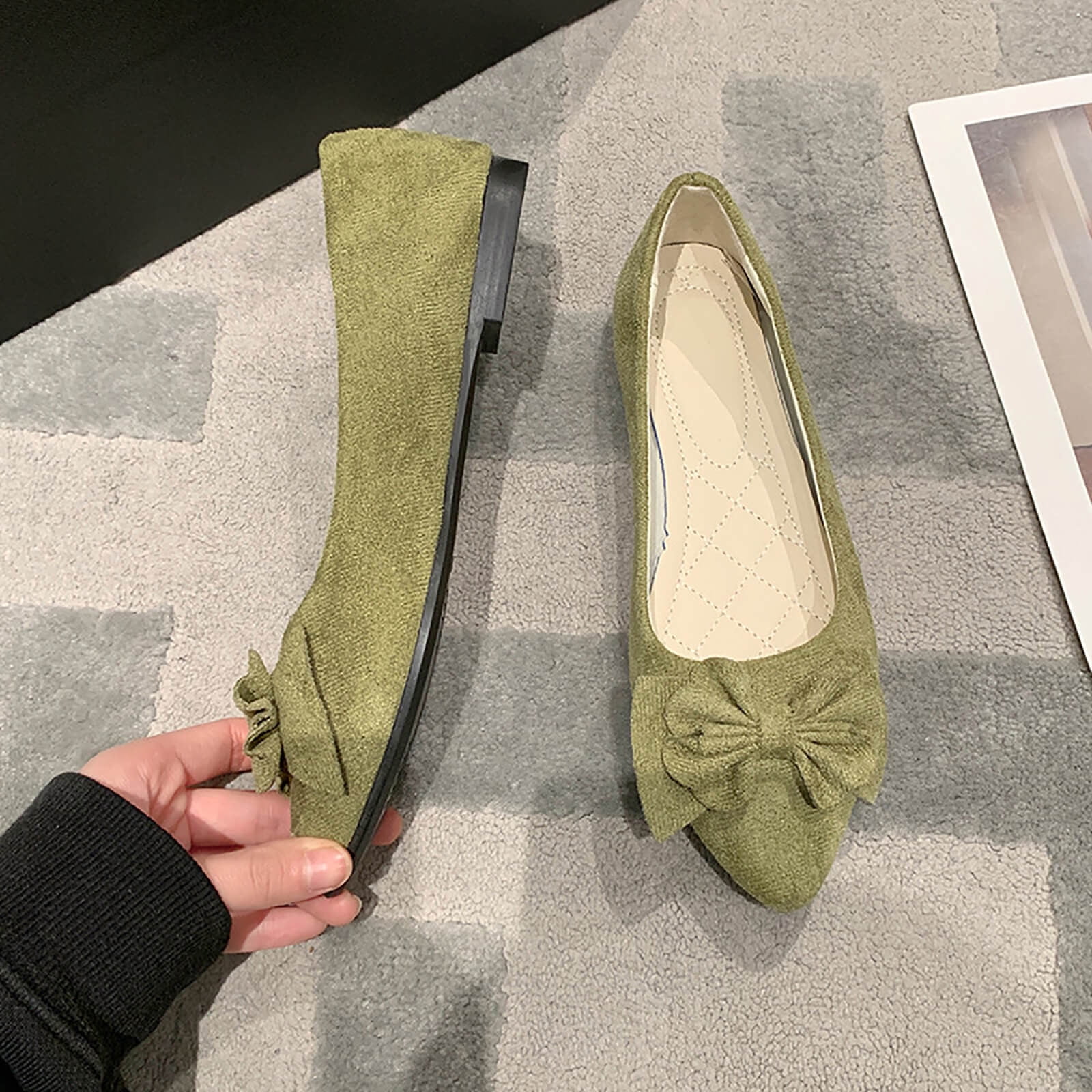 Aueoeo Ladies Fashion Bowknot Shoes Versatile Casual Work Solid Color ...