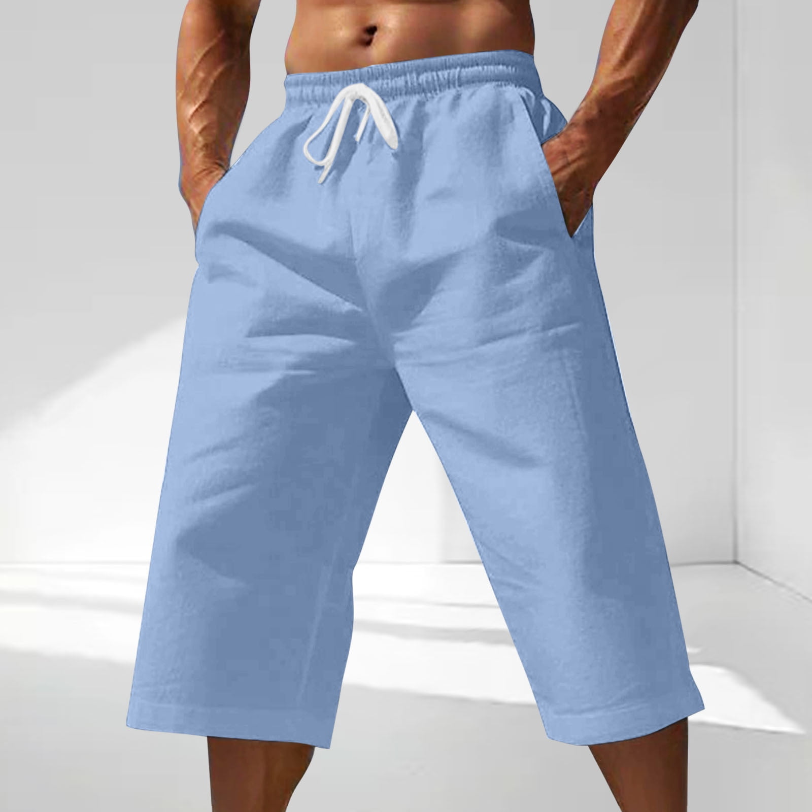 Aueoeo Long Shorts For Men Casual Summer Beach Shorts Solid Color ...