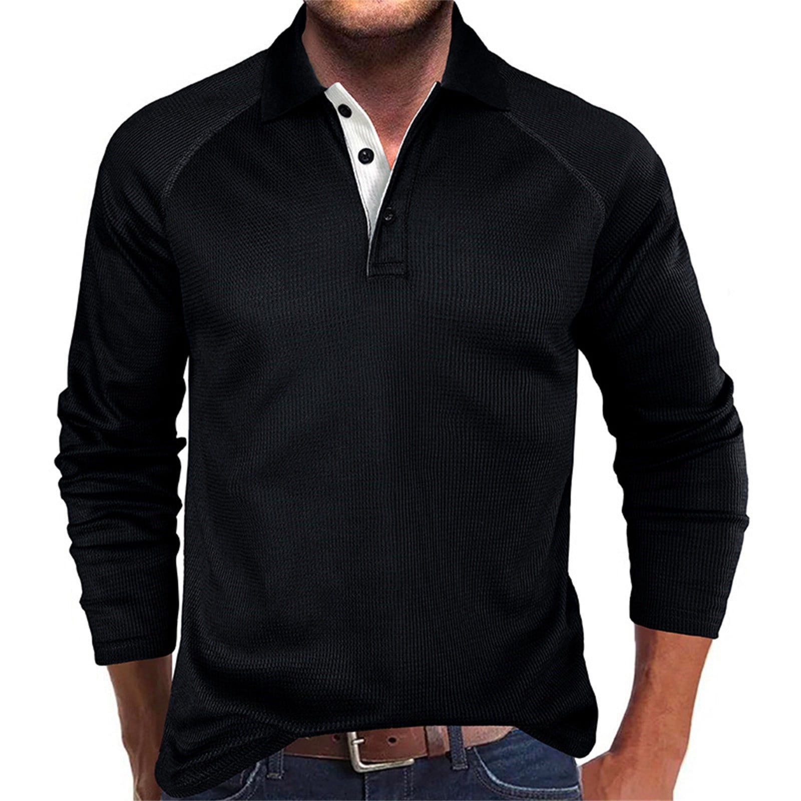 Aueoeo Long Sleeve Shirts for Men,Men's Workout T-Shirt Men's Contrast Color Slim Long Sleeve ...