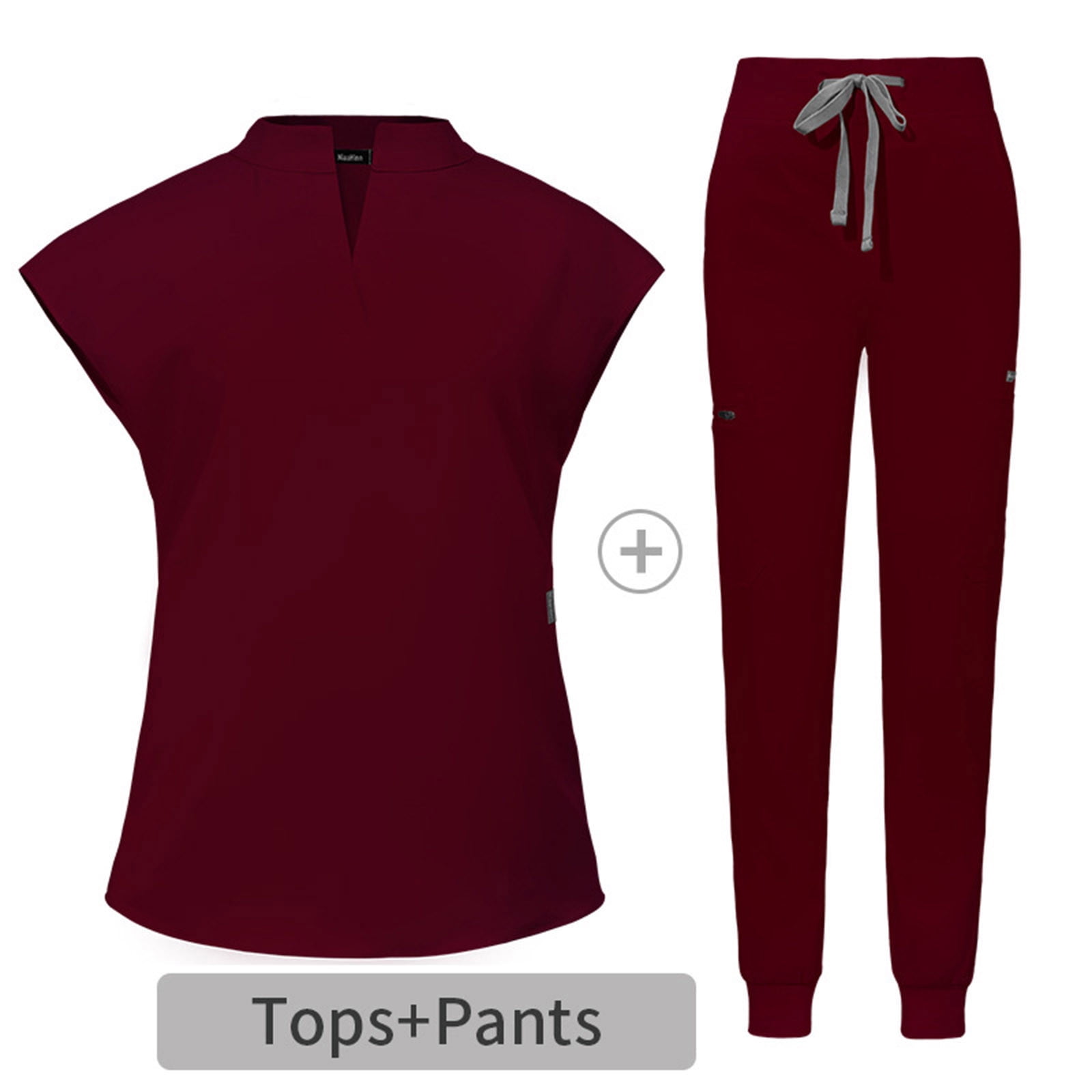 Aueoeo Medical Scrubs for Women Set,Women's Solid Color Nurse Work ...