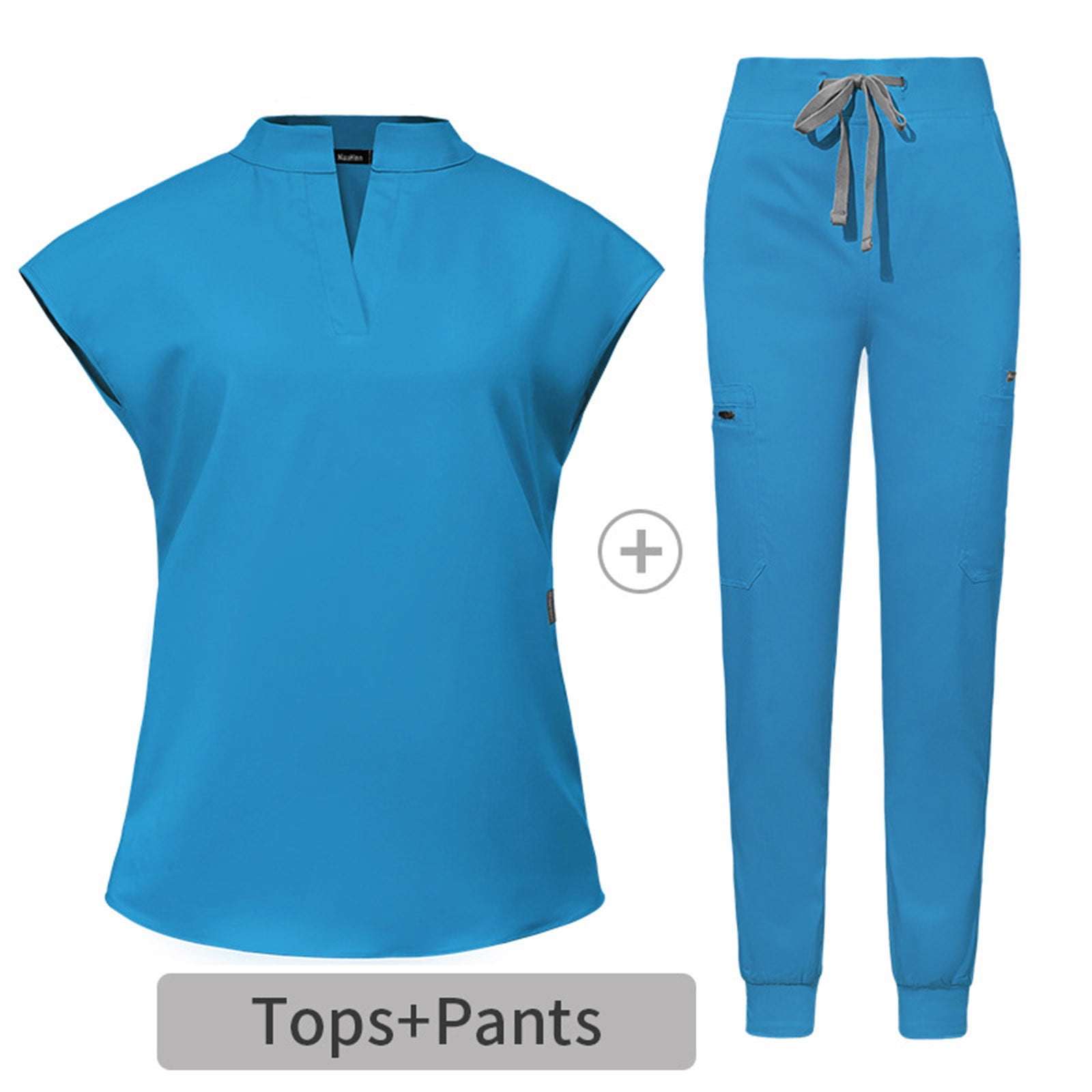 Aueoeo Medical Scrubs for Women Set,Women's Solid Color Nurse Work ...