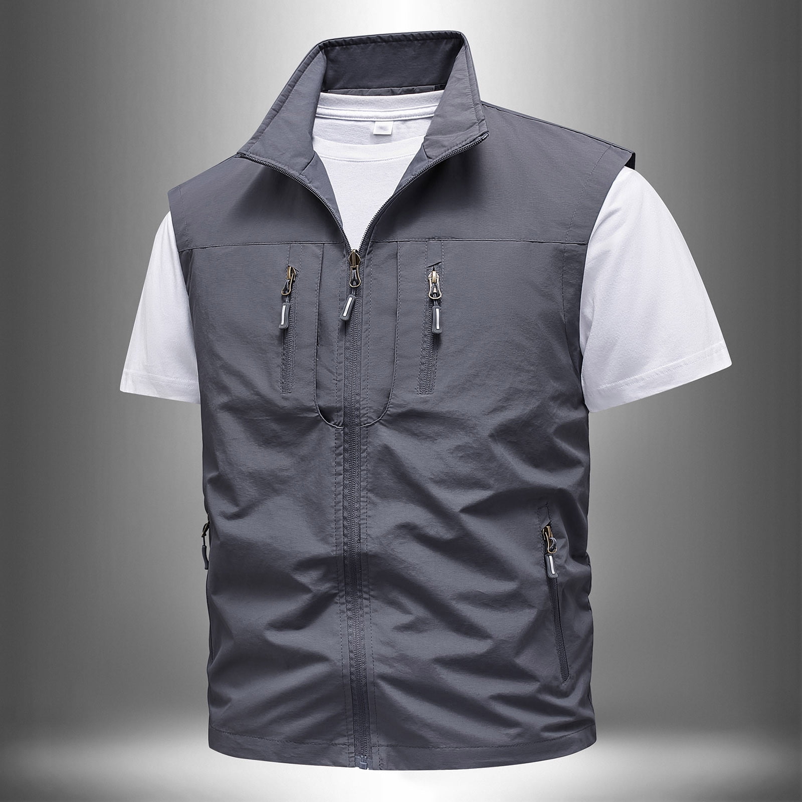 Aueoeo Men Golf Vests Thin Lightweight Plus Size Work Jackets Full ...