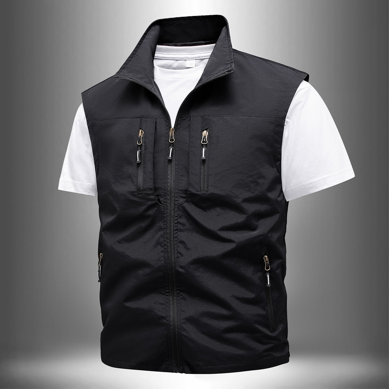 Aueoeo Men Golf Vests Thin Lightweight Plus Size Work Jackets Full ...