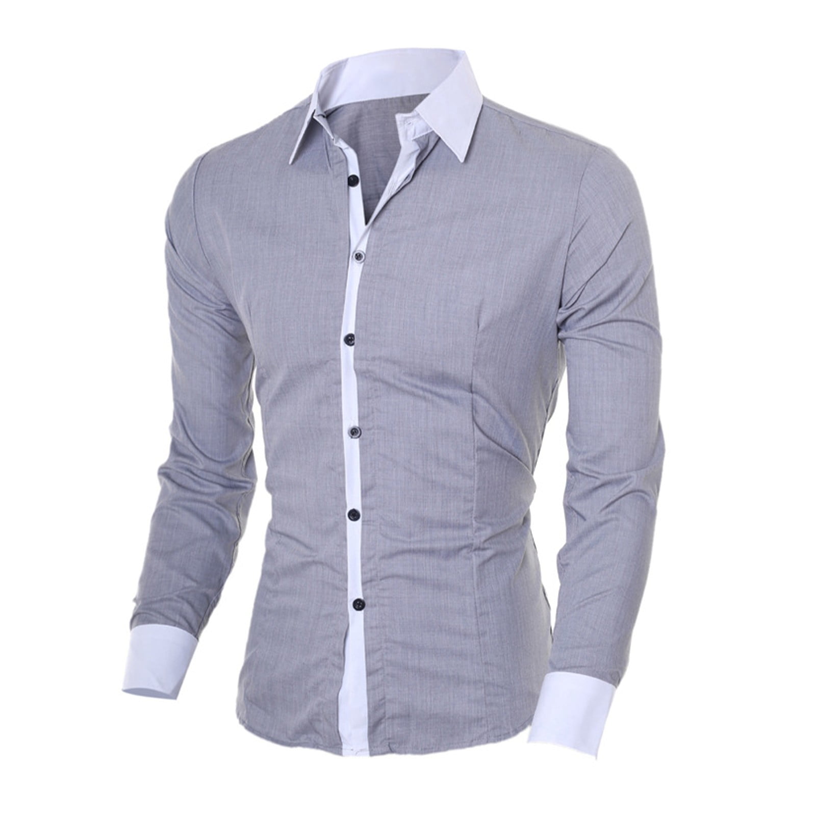 Aueoeo Men'S Dress Shirt Regular Fits Soild Casual Business Shirts ...