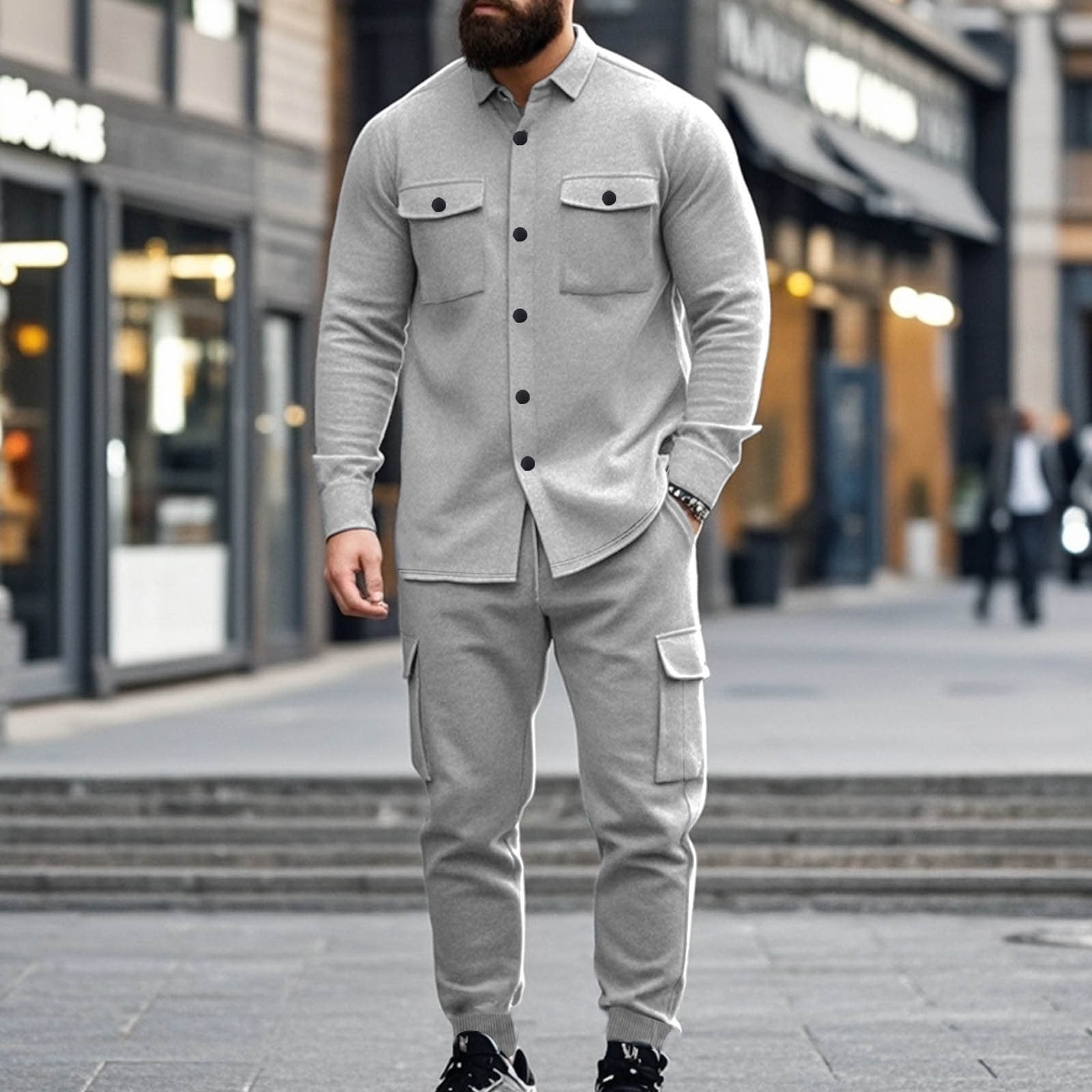 Aueoeo Men Track Suits Set Long Sleeve Full Zipper Sweatsuit Jackets ...