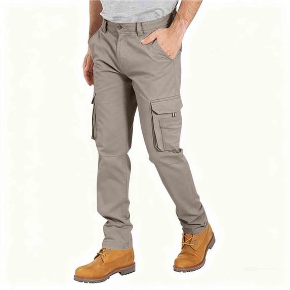 Aueoeo Men Workout Pants Solid-Color Casual Loose Outdoor Cargo Pants ...