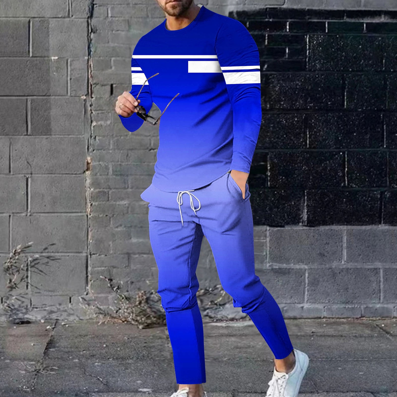 Aueoeo Men's 2 Piece Outfits Sets Tracksuit Athletic Set Long Sleeve T ...