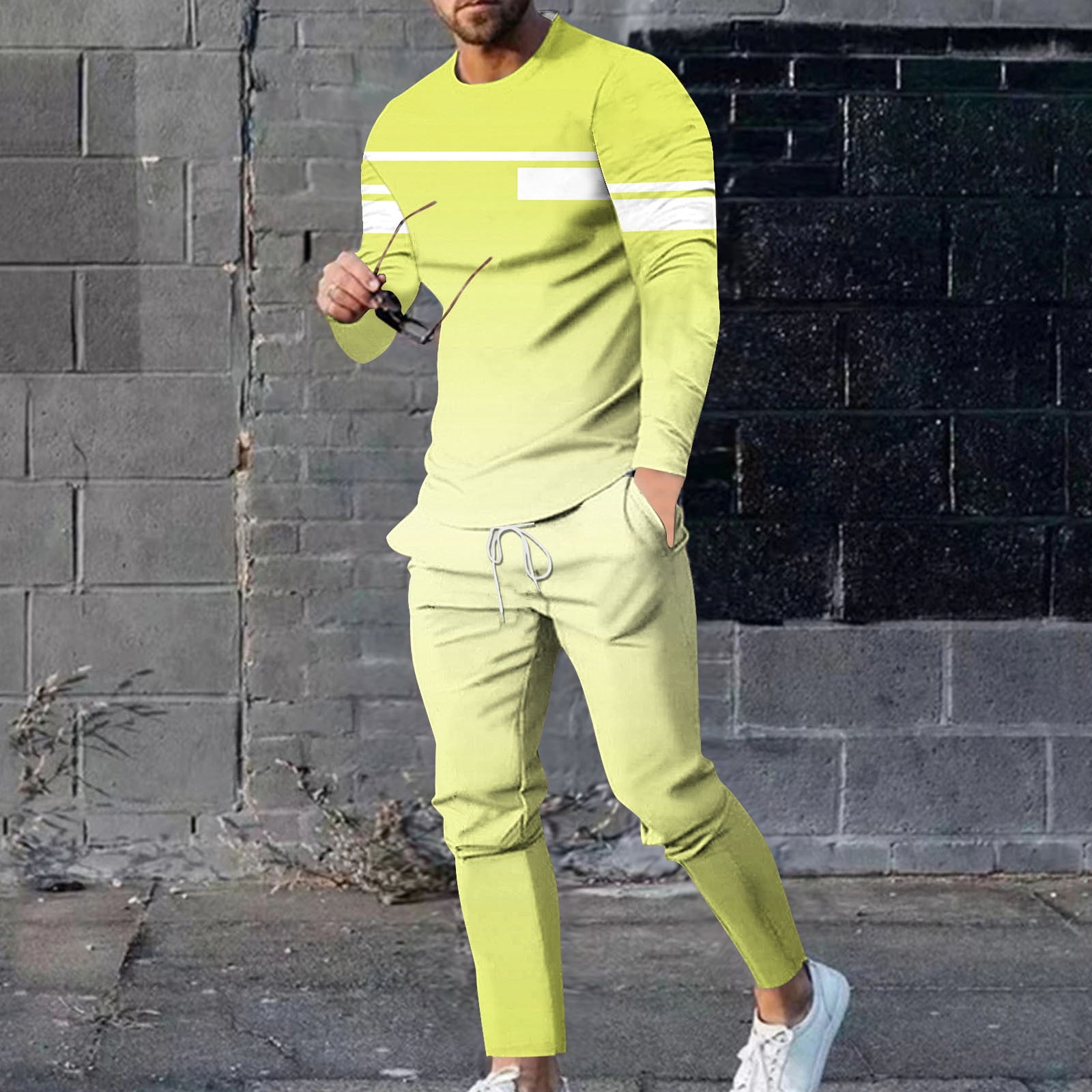Aueoeo Men's 2 Piece Outfits Sets Tracksuit Athletic Set Long Sleeve T ...