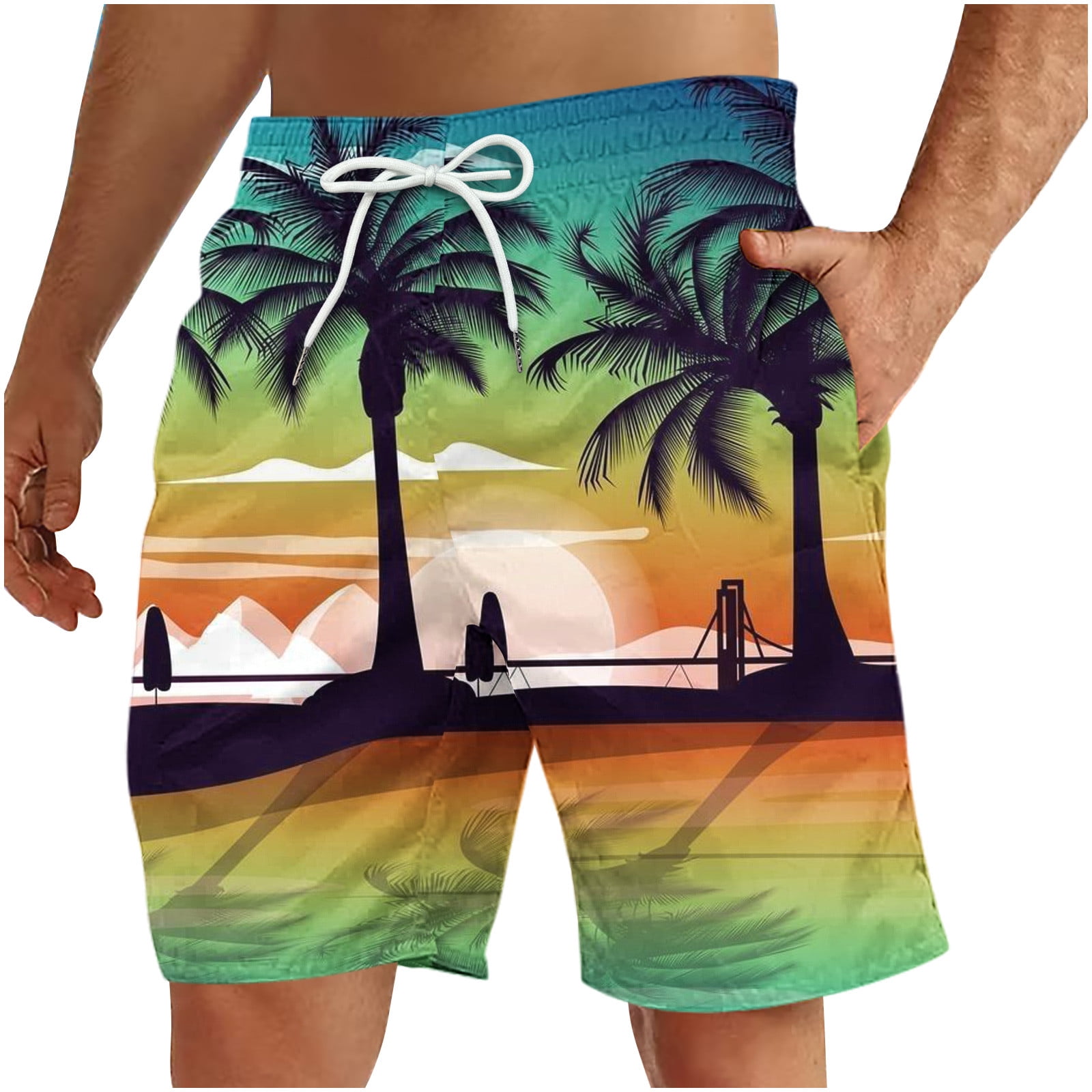 Aueoeo Men's Athletic Shorts, Mens Swim Trunks Quick Dry Swimwear Beach Board Shorts Drawstring ...