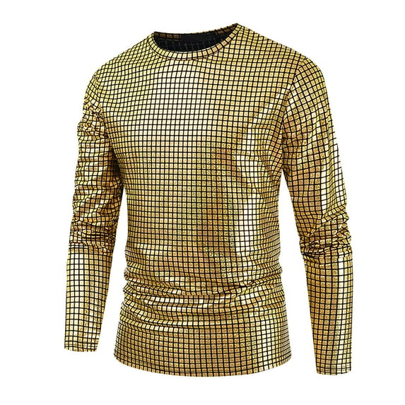 Aueoeo Men's Bright Color Tee Long Sleeve Round Neck Basic Shirt Soft ...