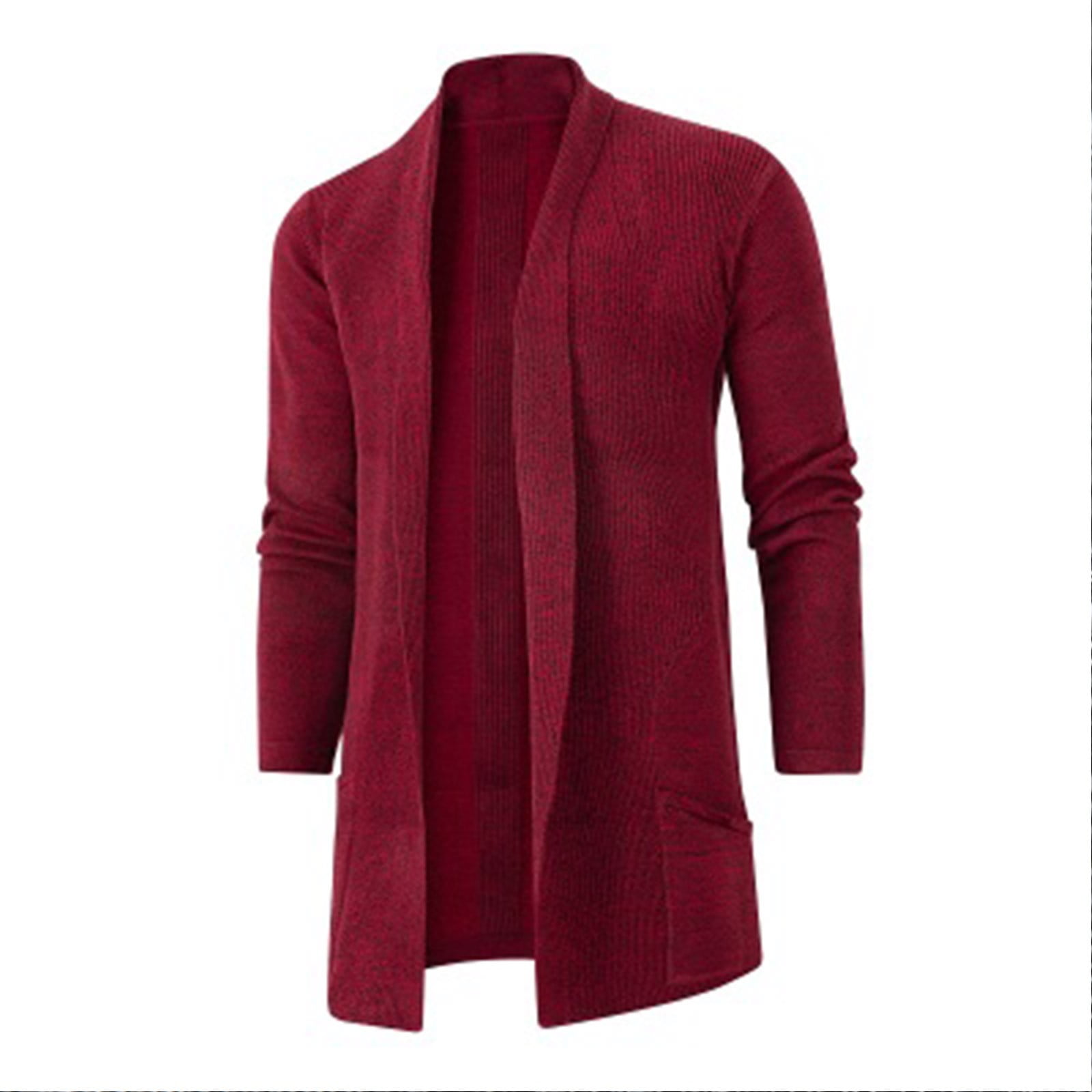 Aueoeo Men's Cardigan Sweaters Open Front Sweaters Lapel Collar Casual ...