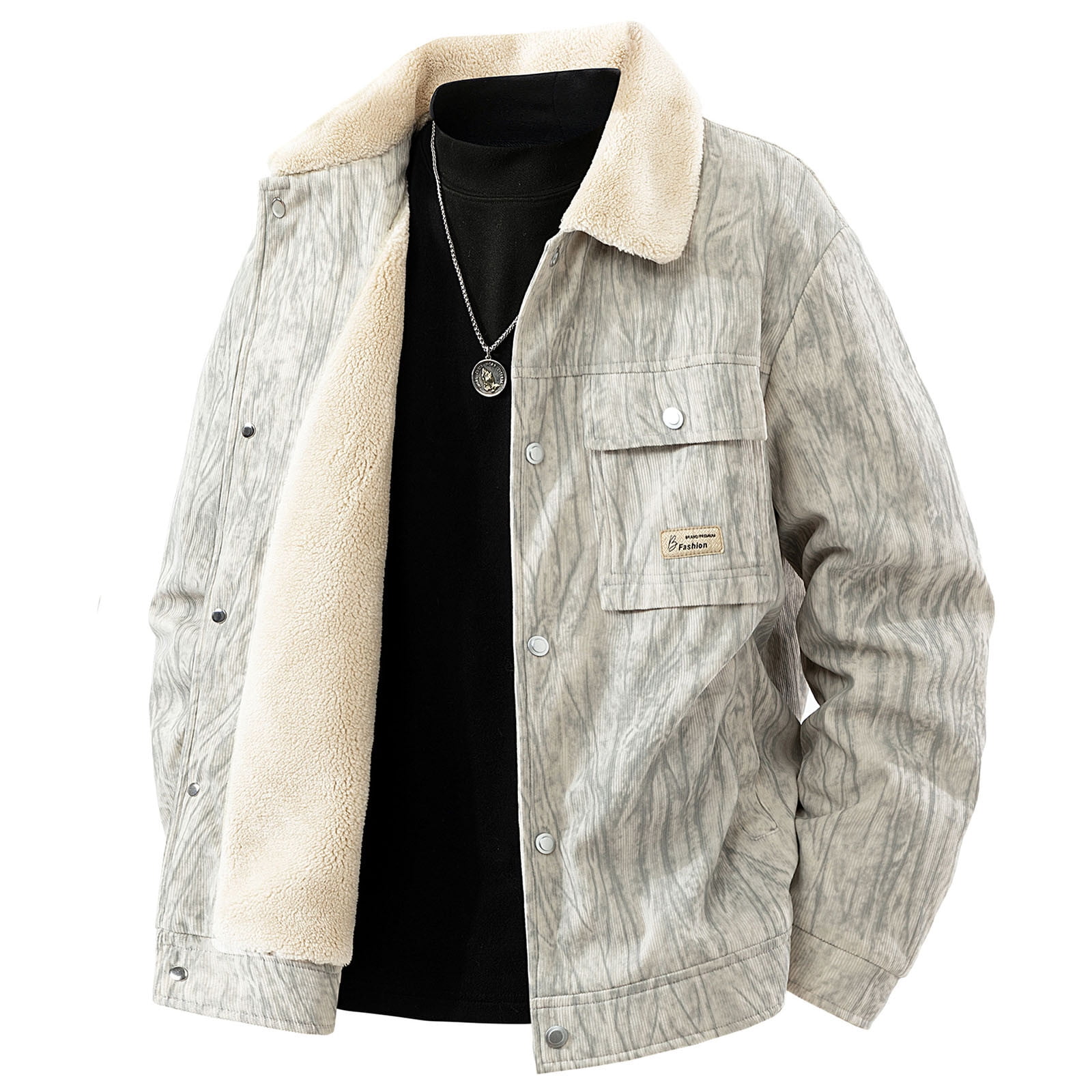 Aueoeo Men's Cargo Jacket Fall Winter Trucker Coat Trendy Outdoor Work ...