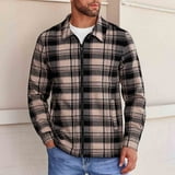 Aueoeo Men's Classic Shirts Lightweight Full Zip Button Up Long Sleeve ...