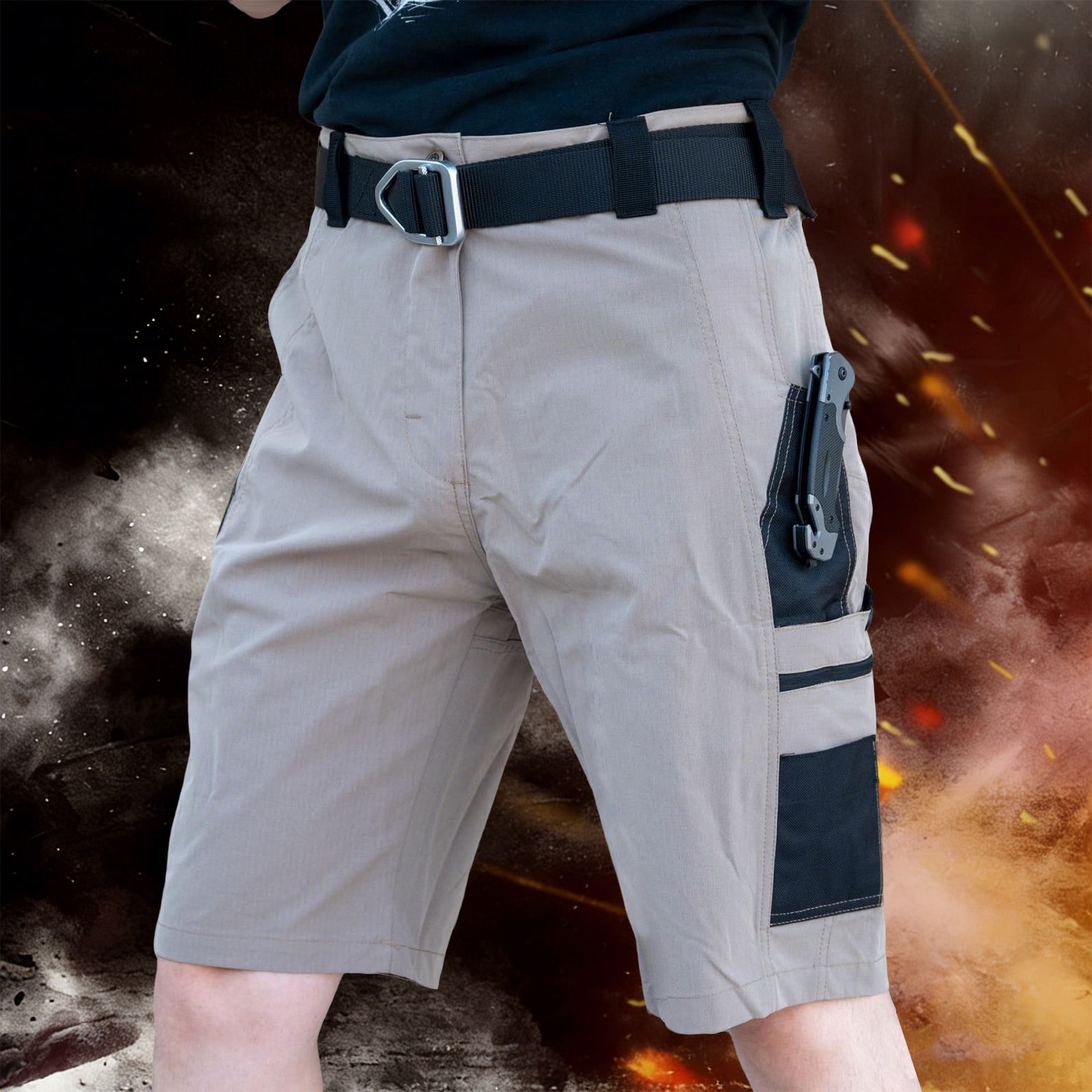 Aueoeo Men's Comfortable Outdoor Workwear Shorts Solid Color Shorts ...