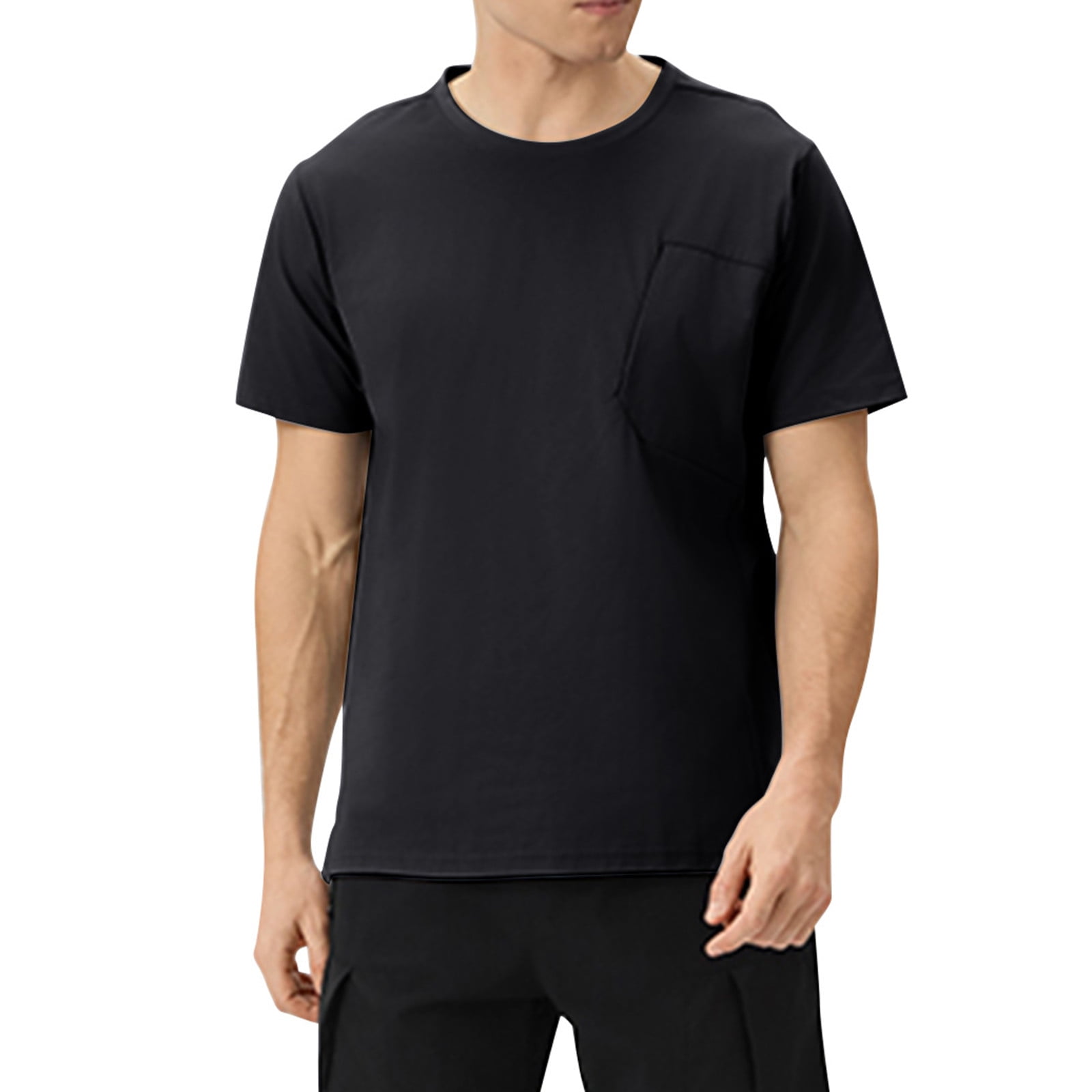 Aueoeo Men's Daily Wear Tee Lightweight T Shirt Short Sleeve Crew Neck ...