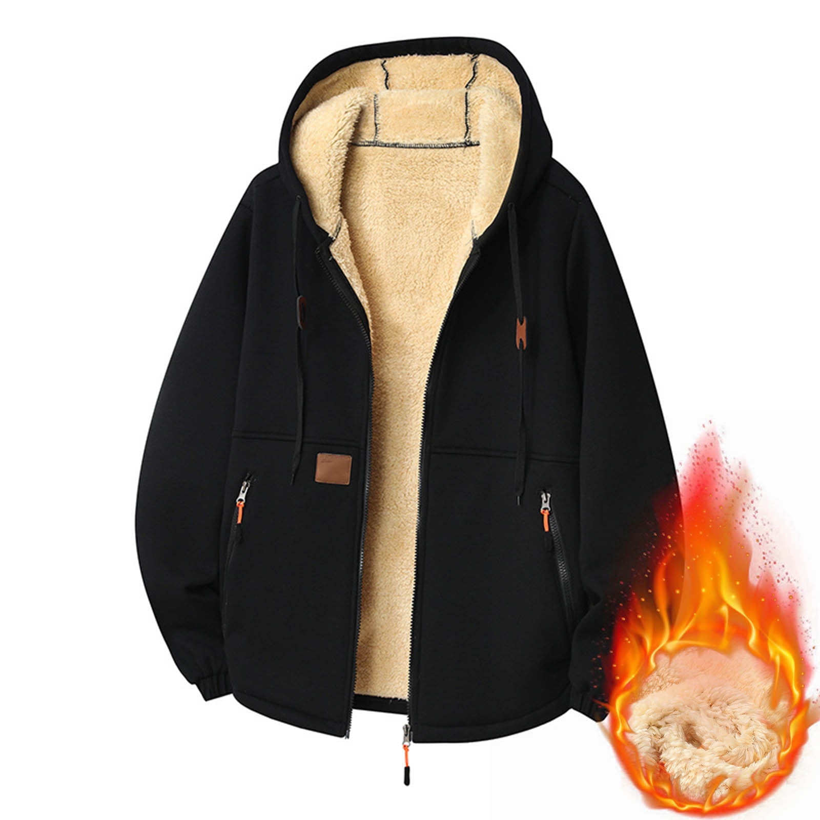 Aueoeo Men's Fall Jackets Solid Color Long Sleeved Hooded Full Zipper ...