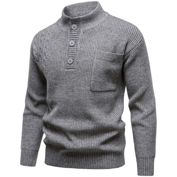 Aueoeo Men's Fashion Cardigan Sweaters Full Zip Stand Collar Casual ...