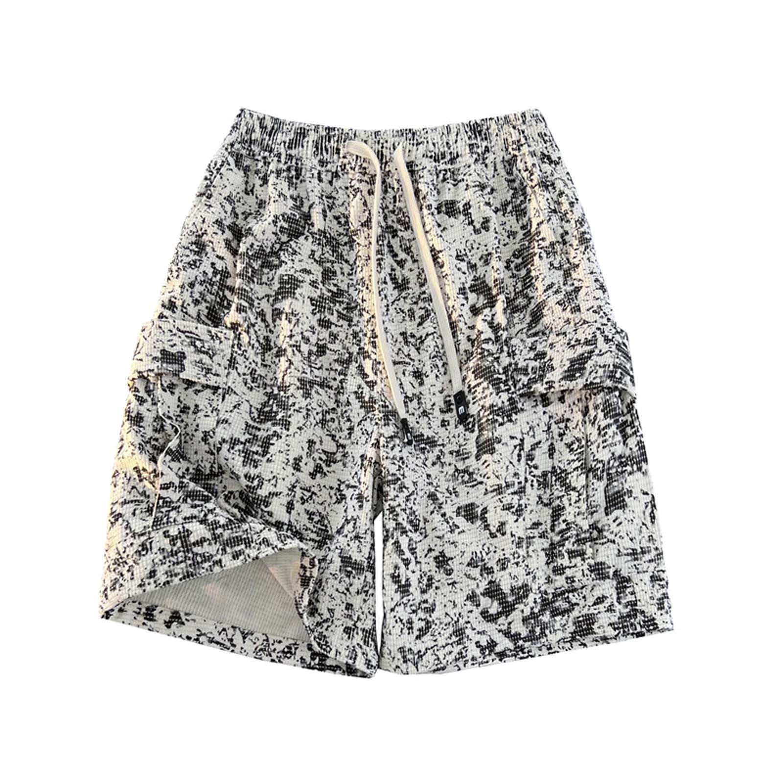 Aueoeo Men's Fashion Graphic Printed Shorts Casual Drawstring Elastic ...