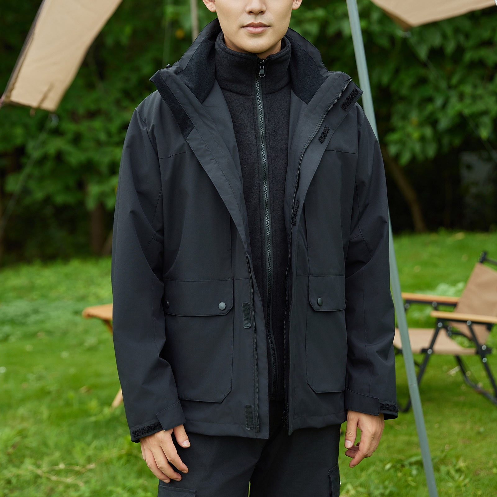 Aueoeo Men's Full Zipper Coats Waterproof Hoodies Rain Jacket ...