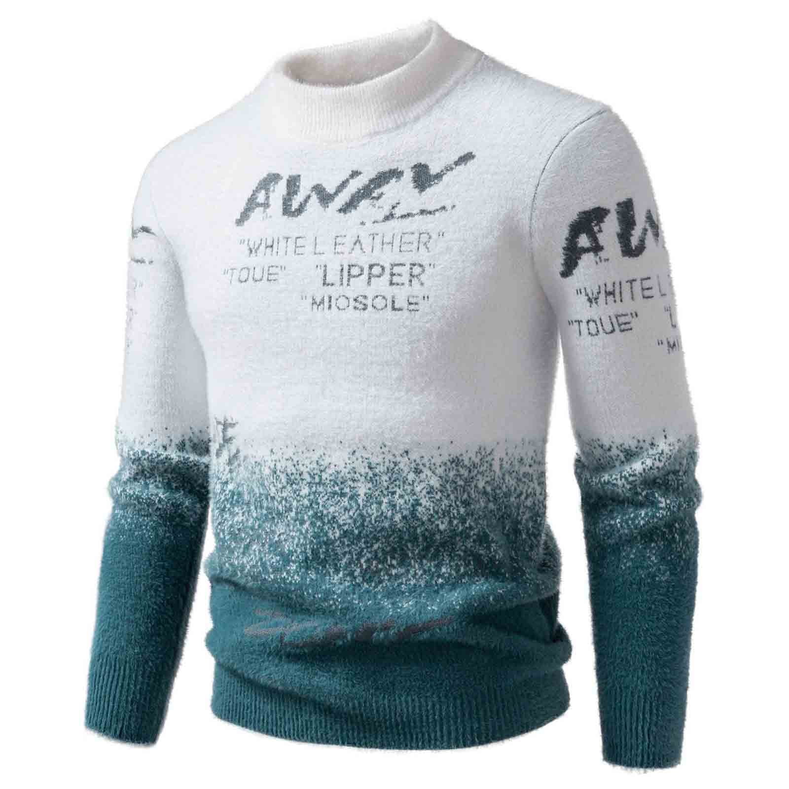 Aueoeo Men's Graphic Printed Sweaters Crew Neck Sweater Pullover ...