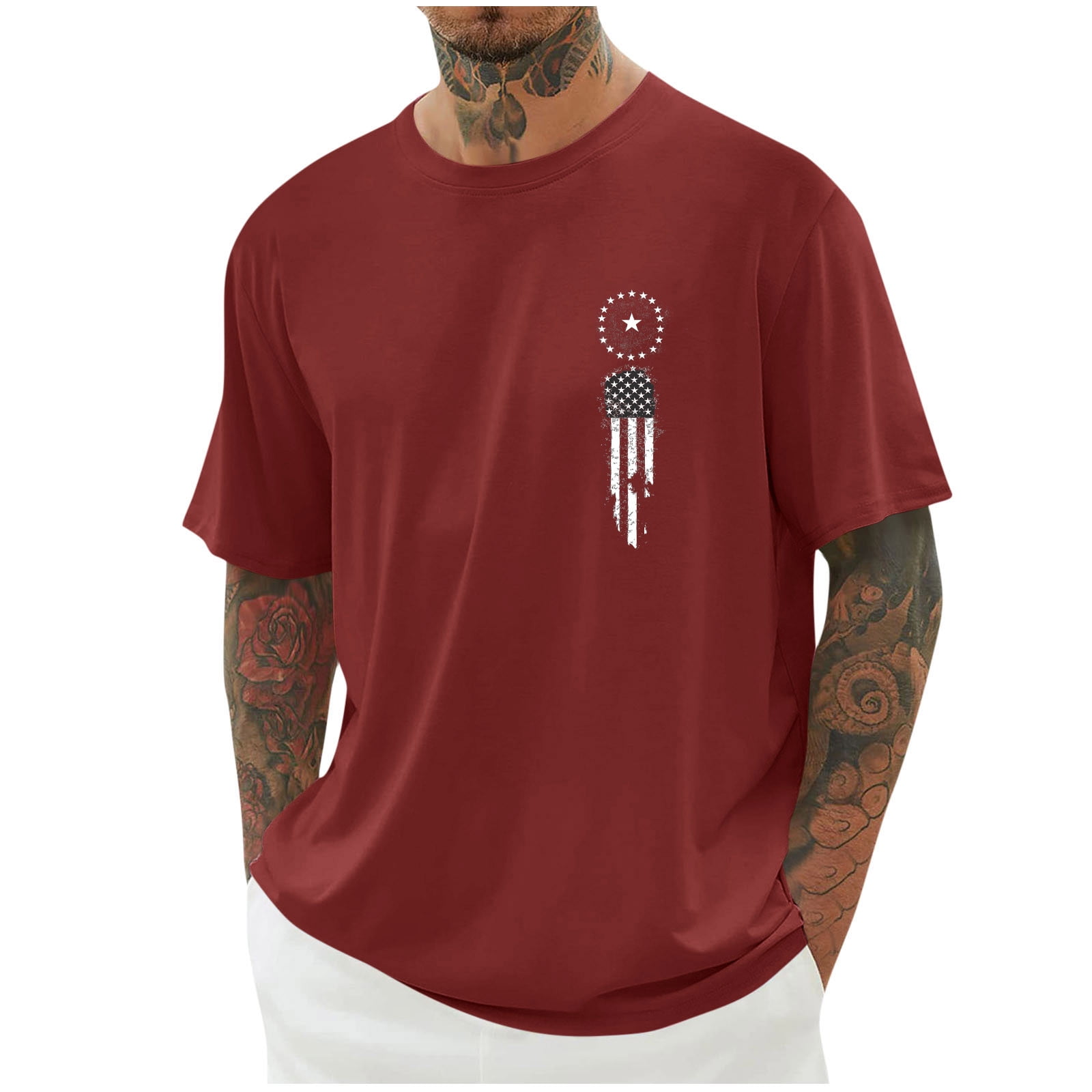 Aueoeo Men's Graphic T Shirts Drop Shoulder Short Sleeve Streetwear ...