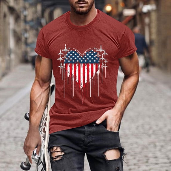 Aueoeo Men's Graphic Tees Funny Print Casual Short Sleeve Crew Neck T ...