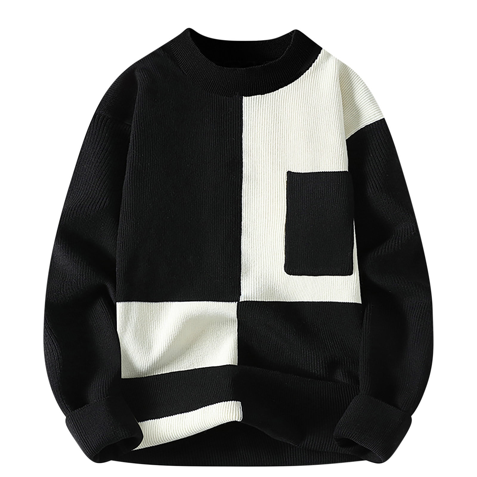 Aueoeo Men's Oversized Sweater Long Sleeve Crew Neck Y2K Trendy Block ...