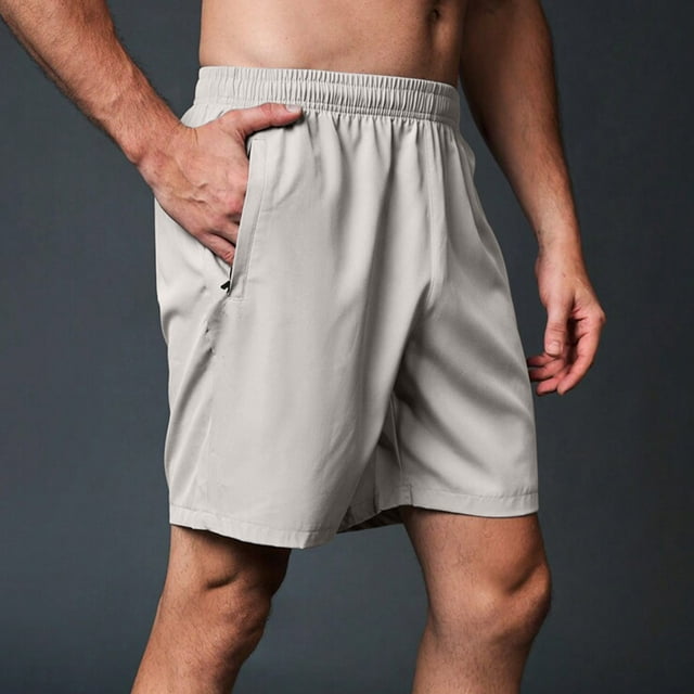 Aueoeo Mens Running Shorts With Zipper Pockets Gym Athletic Workout