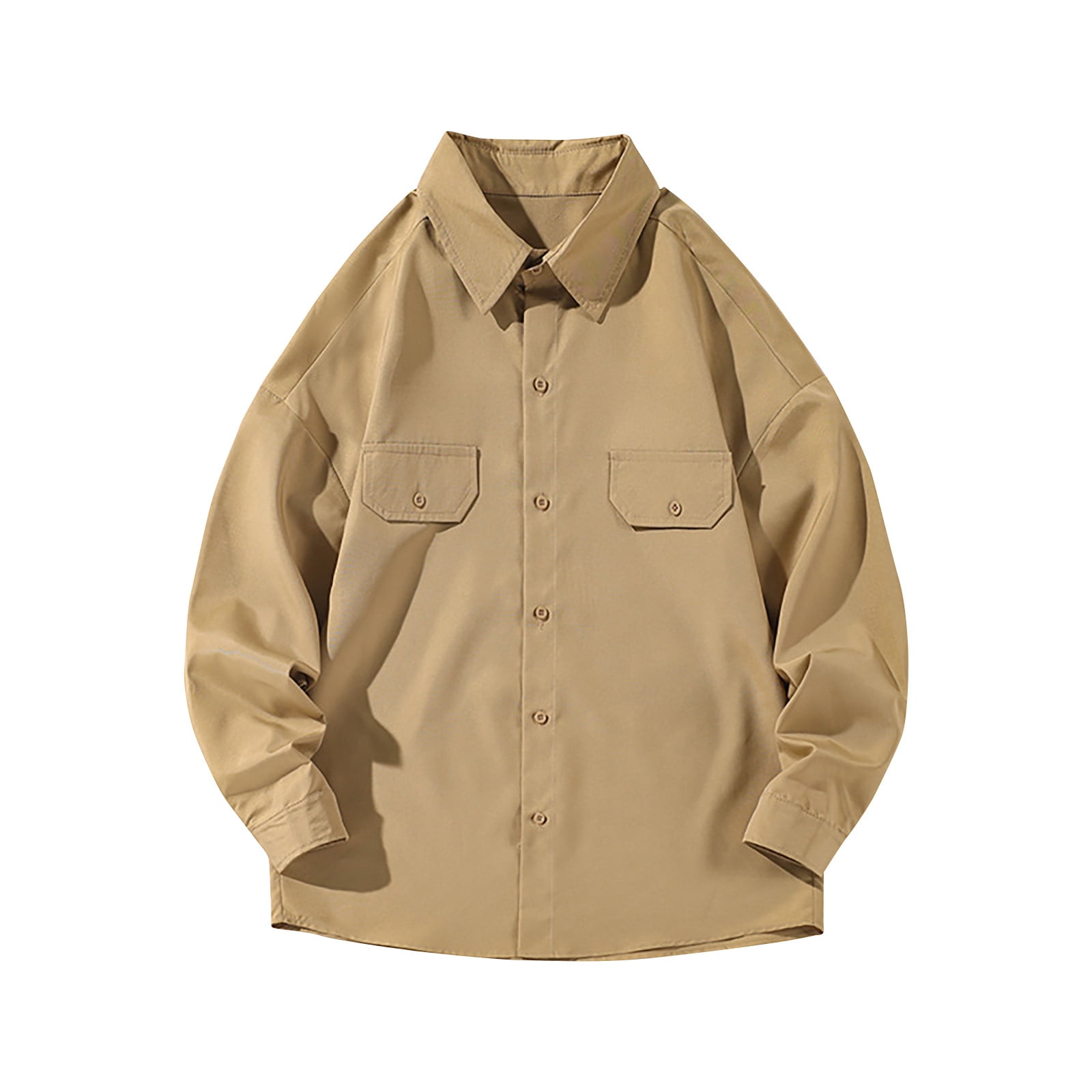 Aueoeo Men's Shirts Long Sleeve Casual Button -Down Jacket Lightweight ...