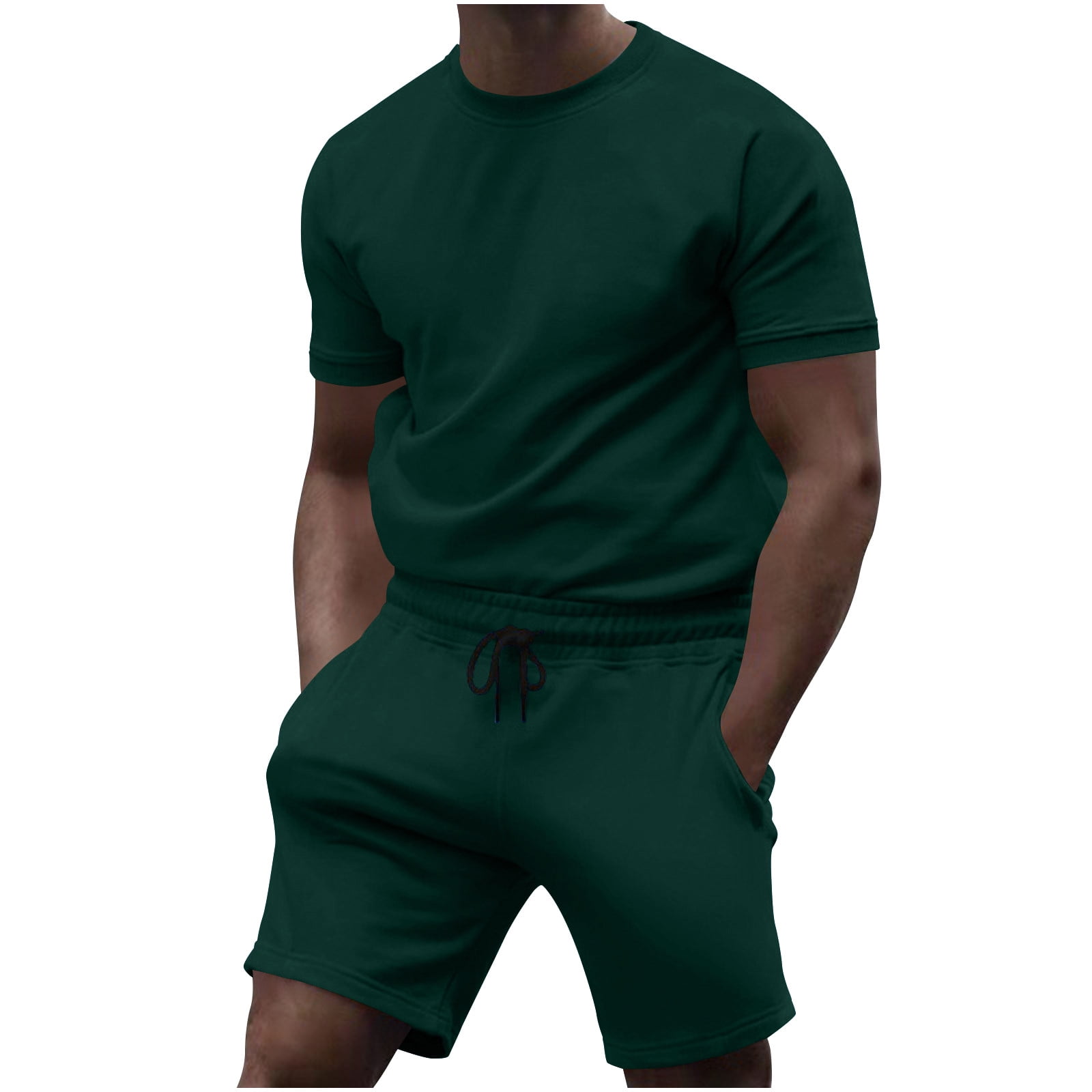 Aueoeo Men's Short Sleeve Tracksuit Summer T Shirt & Shorts Sets 2 ...